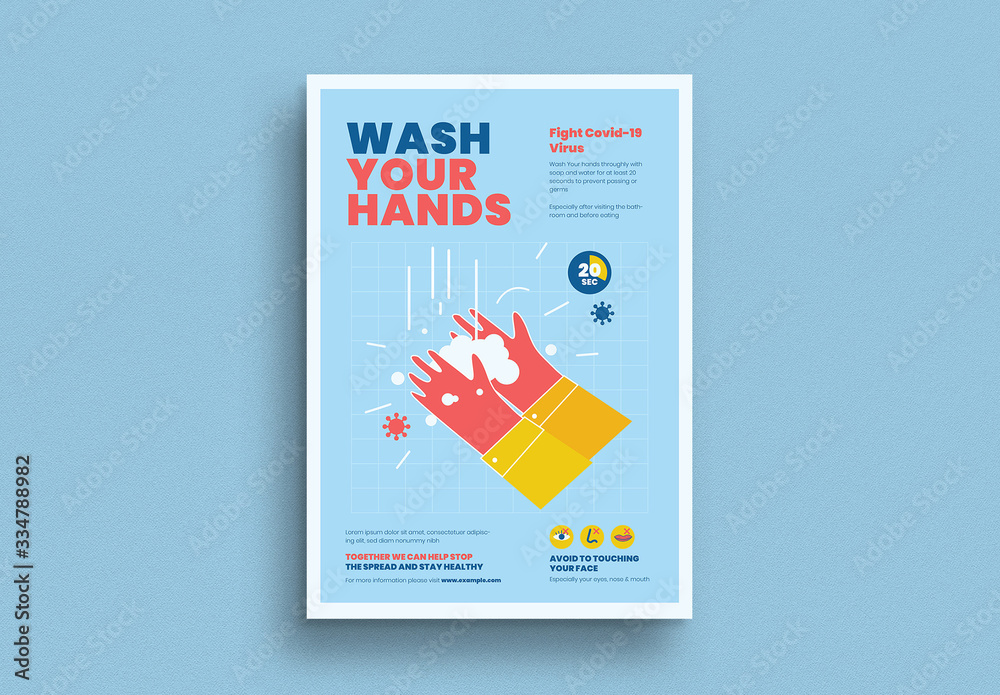 Wash Your Hands Campaign Poster Layout Stock Template | Adobe Stock