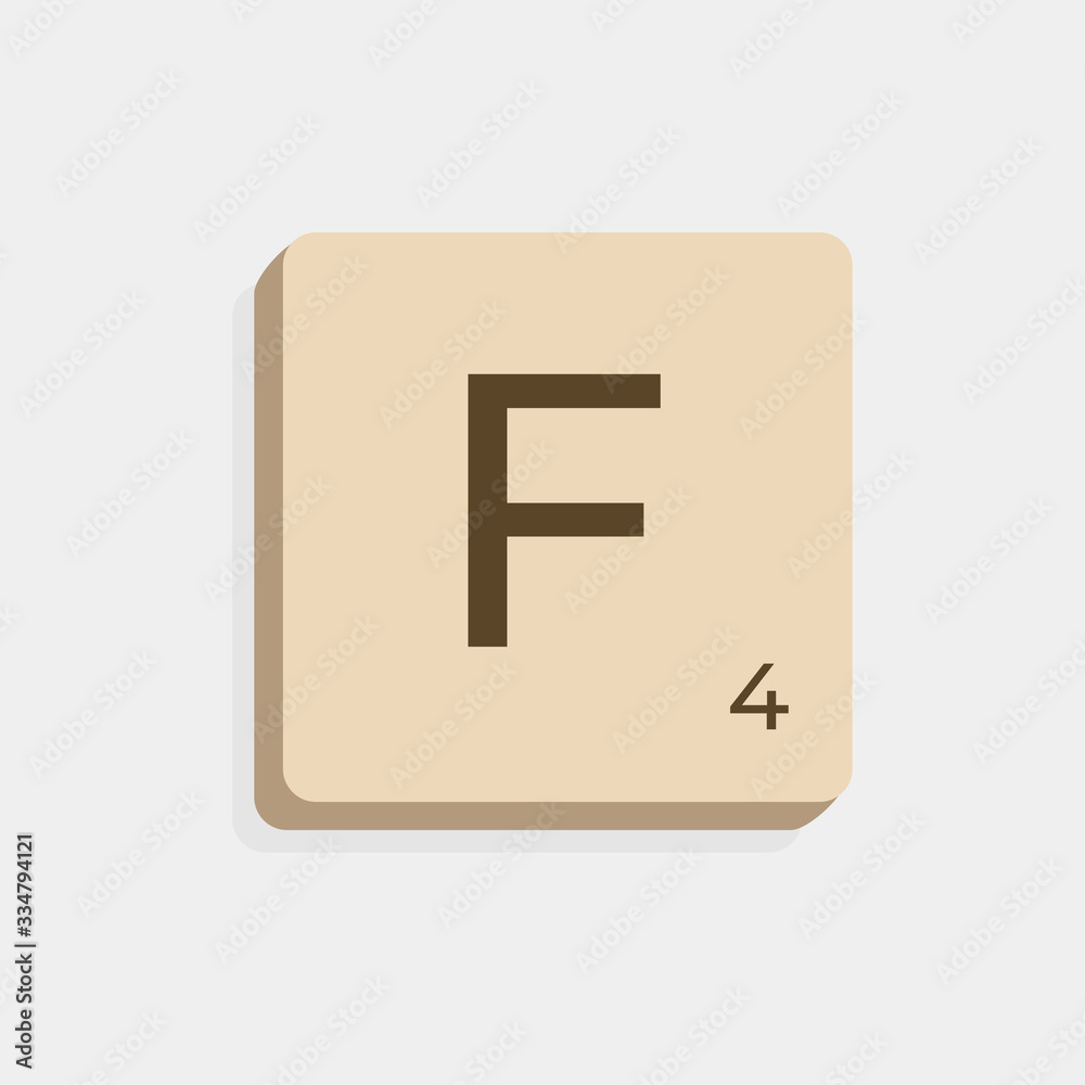F uppercase in scrabble letter. Isolate vector illustration ready to ...