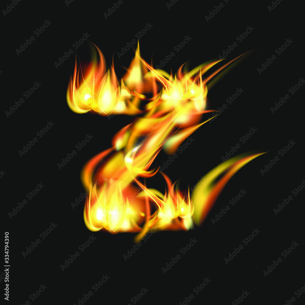 letter Z fire or shades of horror, burning letters, Latin fonts from ...