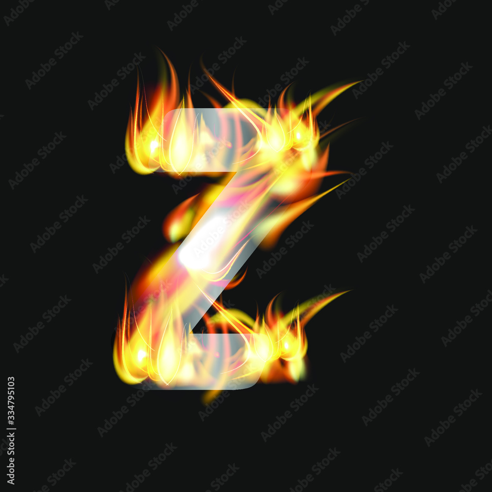 letter Z fire or shades of horror, burning letters, Latin fonts from ...