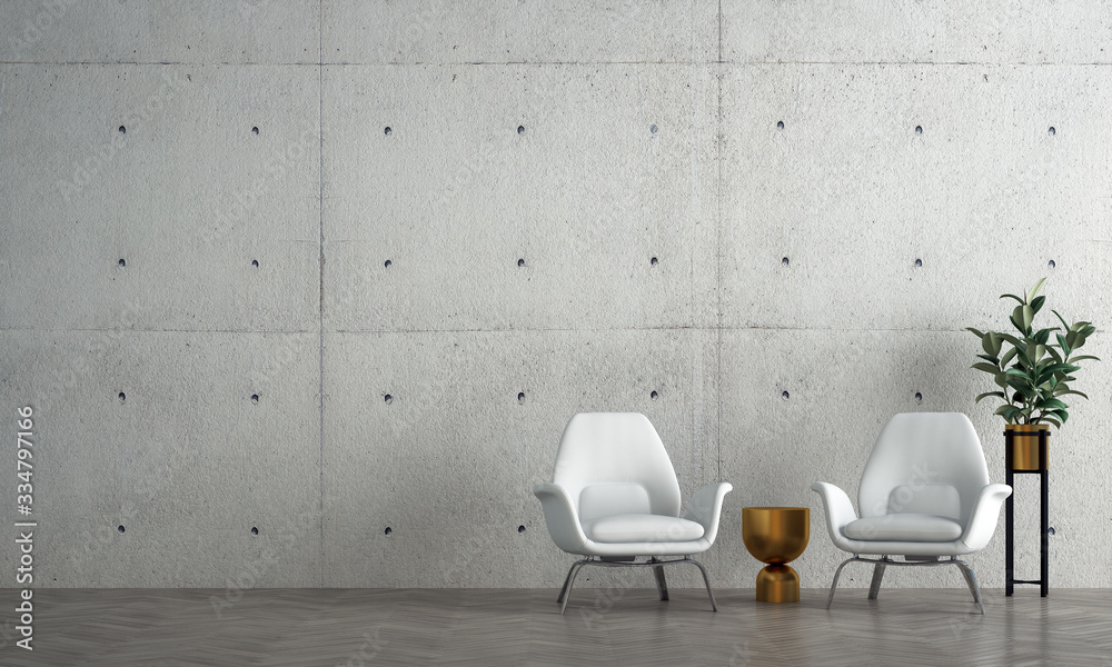 Modern loft lounge and living room interior design and concrete all ...