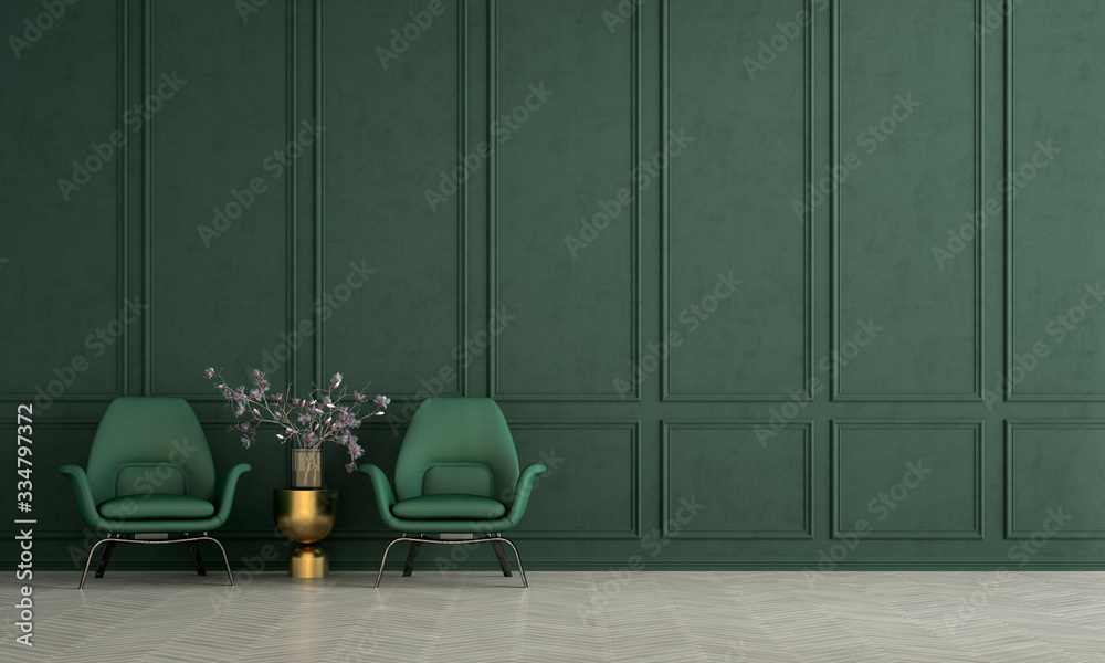 Modern luxury lounge and green living room interior design and wall ...