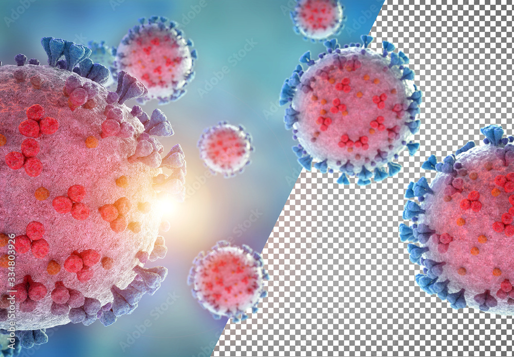 Microscopic View of Coronavirus Disease Mockup Stock Template | Adobe Stock