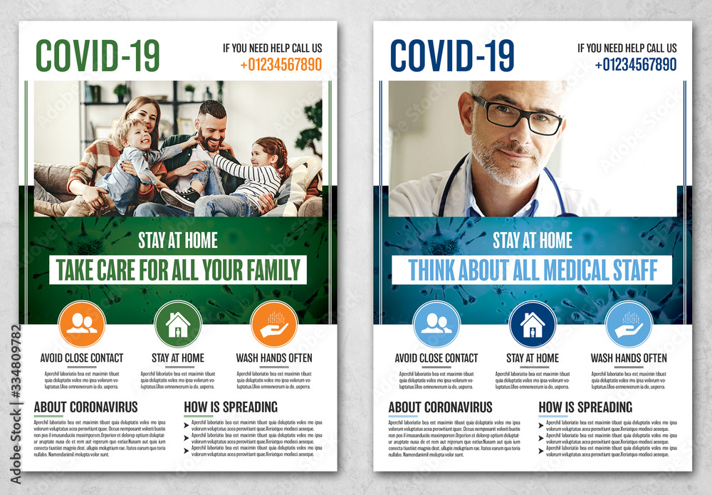 Coronavirus Flyer Layout Stock Template | Adobe Stock