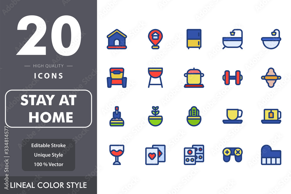 Stay at home icon pack isolated on white background. for your web site ...