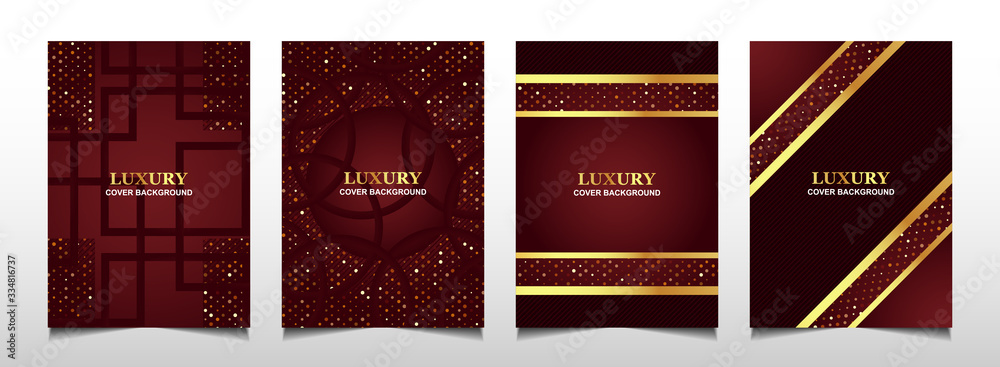 Set luxury premium cover layout design template with red and golden ...