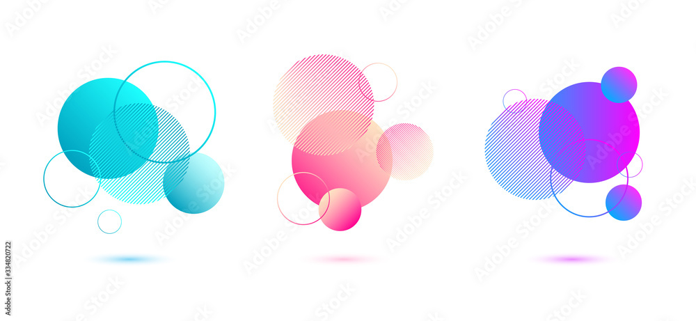 Vector set of holographic gradient background sphere. Different neon ...