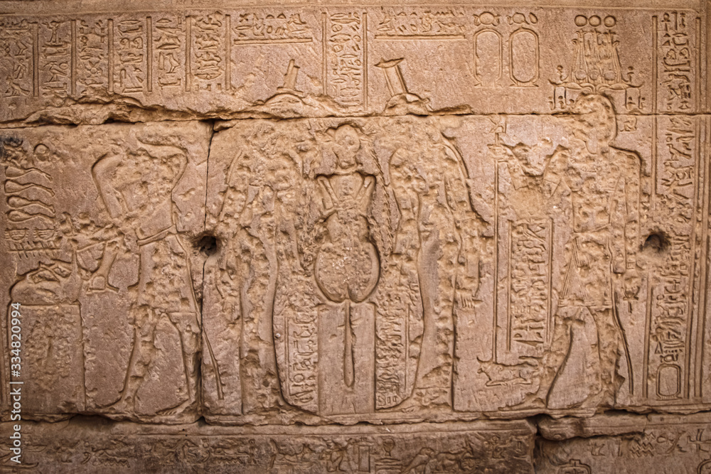 Ancient Egyptian writing, Egyptian hieroglyphs, wall inscriptions Stock ...