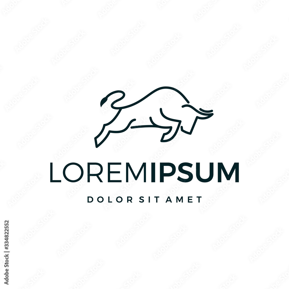Bull Line Outline Monoline Logo Design Inspiration Vector Stock ...