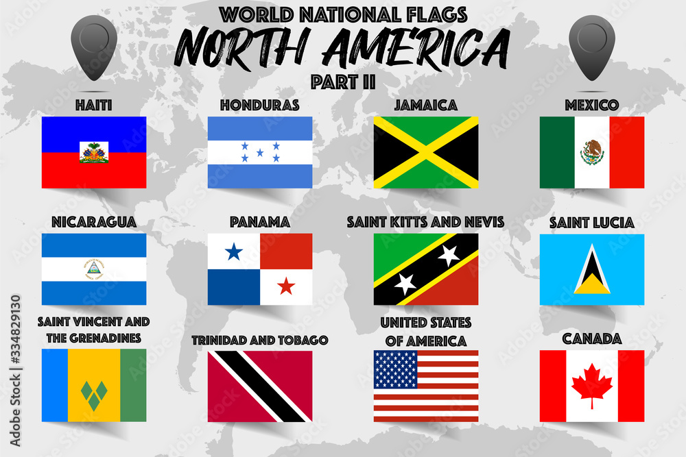 Set of realistic official world national flags, waving edition ...