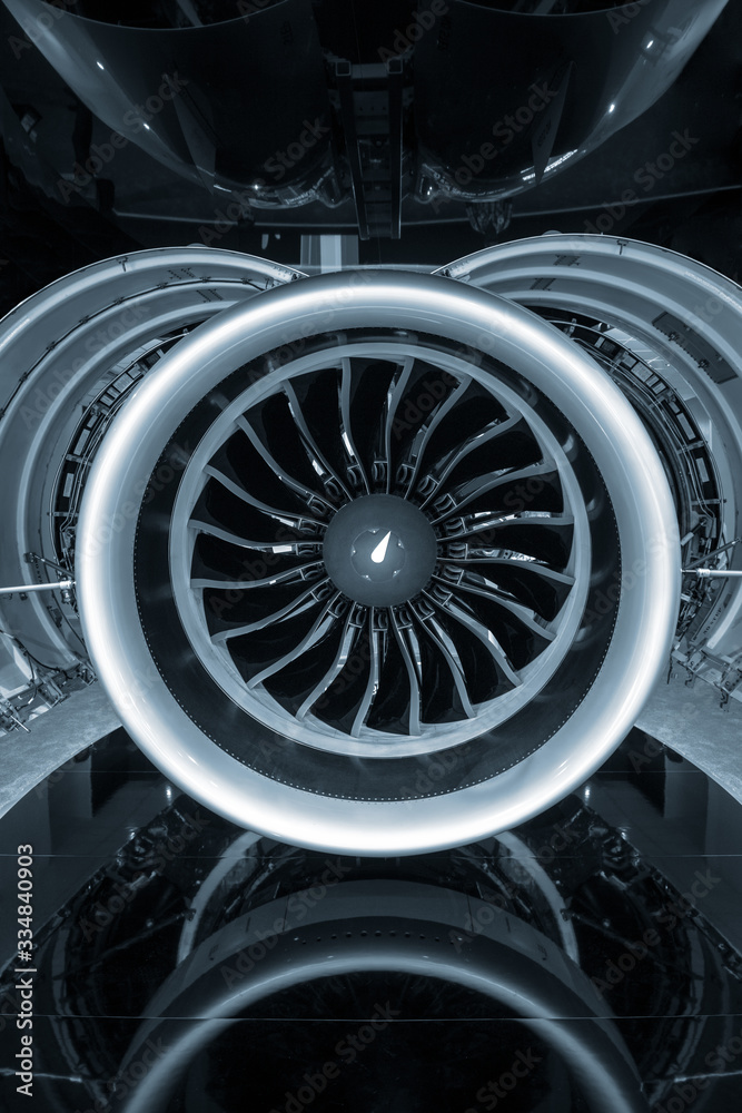Turbine Engine. Aviation Technologies. Aircraft jet engine detail ...