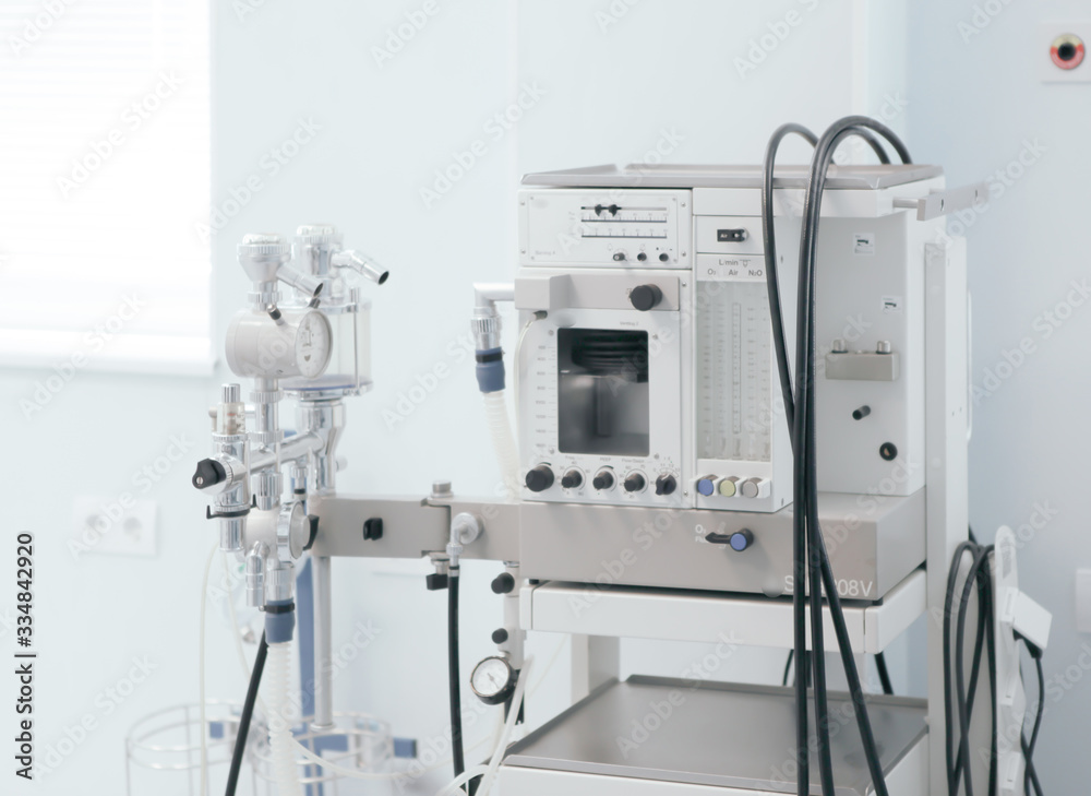 Image of medical ventilator. Hospital respiratory ventilation. Patient ...