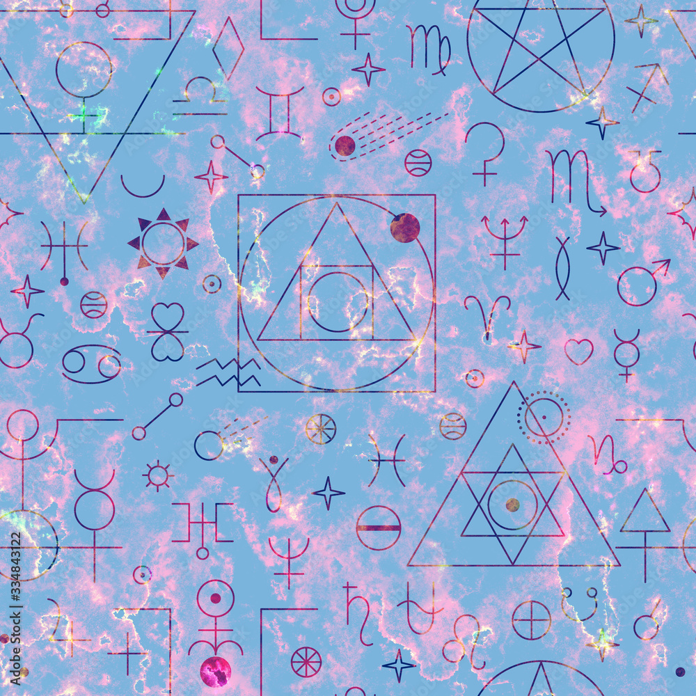 Esoteric pattern seamless texture Alchemy, astrology symbols and signs ...