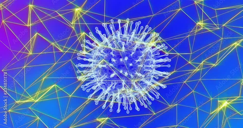 3D model Coronavirus COVID-19 SARS-COV-2 rotating on colored background ...