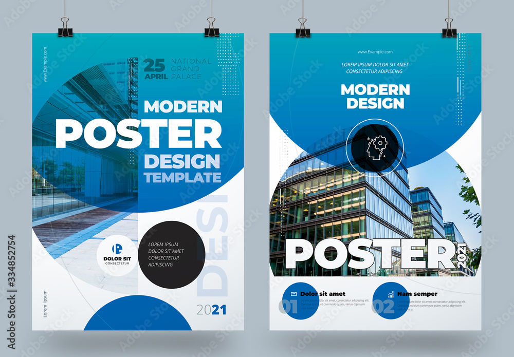 Poster Layout with Half Circle Shapes Stock Template | Adobe Stock