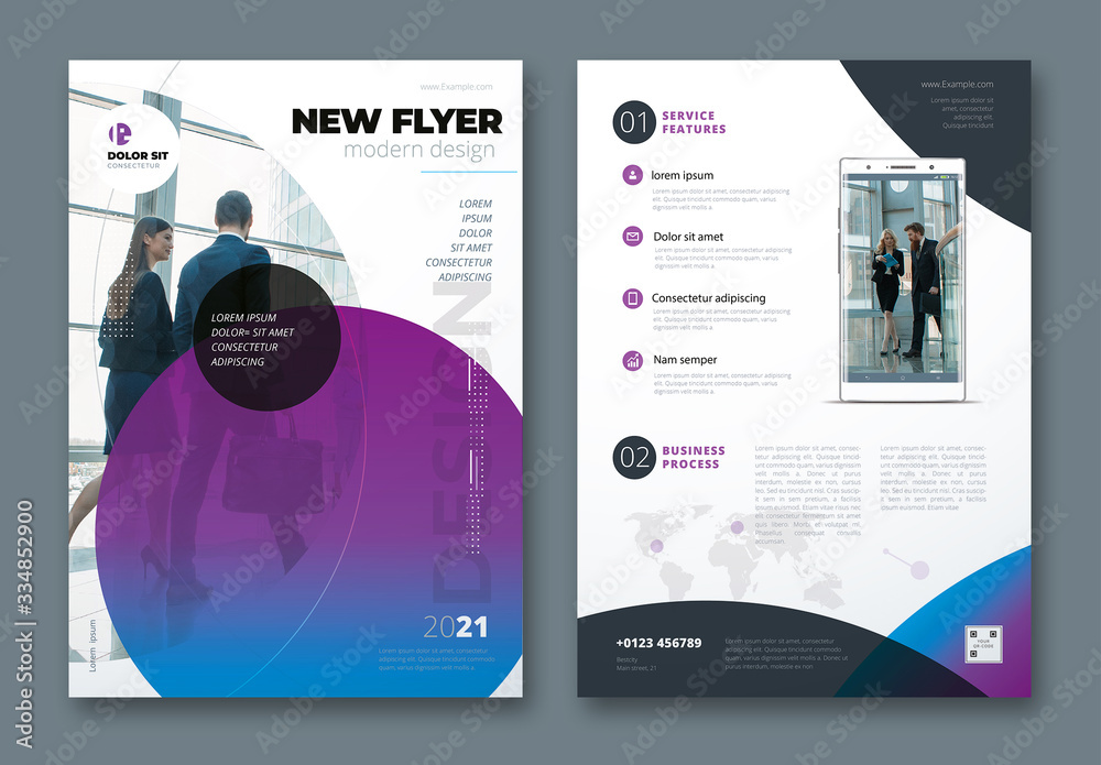 Flyer Layout with Layered Abstract Shapes Stock Template | Adobe Stock