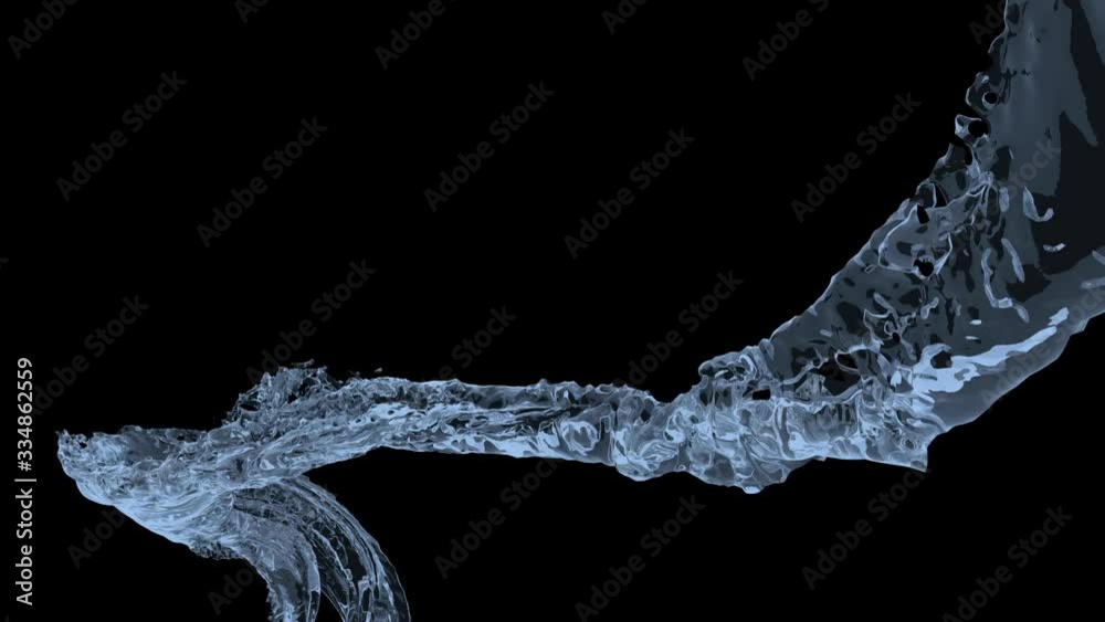 4k 60 fps slow motion blue vortex water flow with a splashes isolated ...