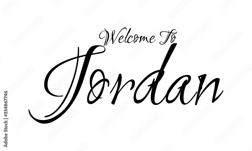 Welcome To Jordan Creative Cursive Grungy Typographic Text on White ...