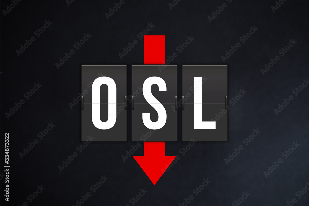 Decrease of air traffic banner. Oslo Gardermoen International Airport ...