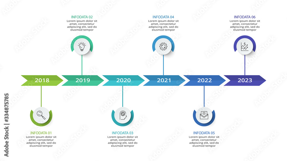 Timeline with 6 elements, infographic template for web, business ...