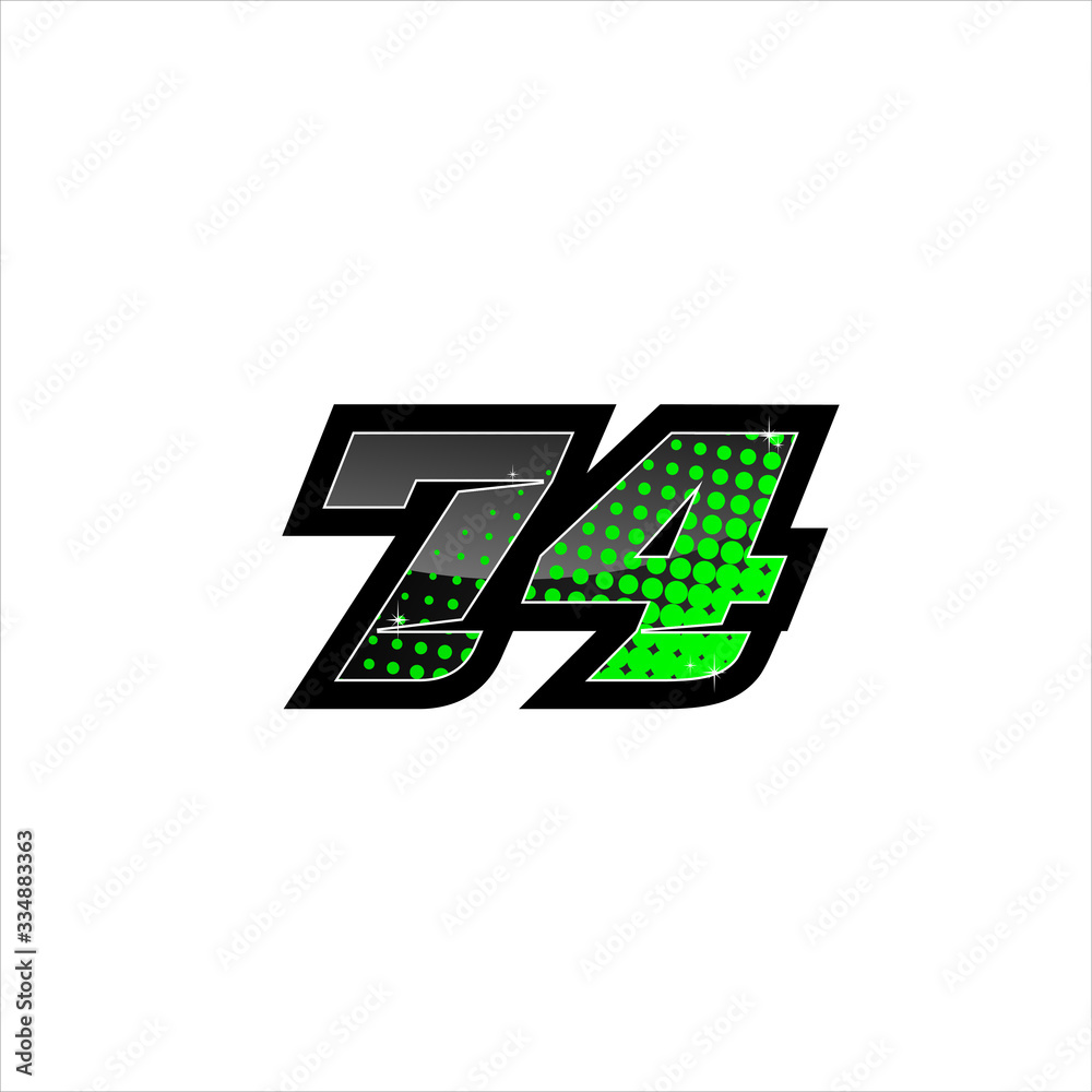 Vector Racing number 74, start racing number, sport race number with ...
