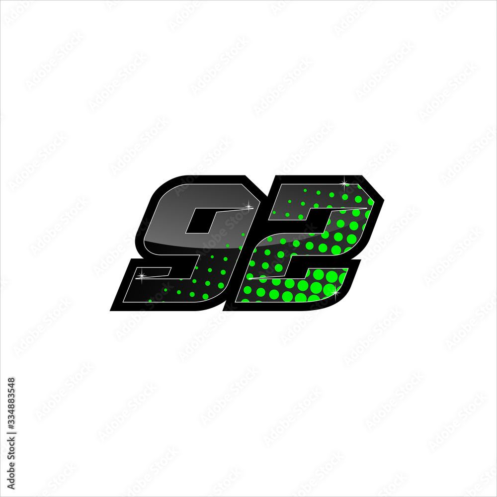 Vector Racing number 92, start racing number, sport race number with ...