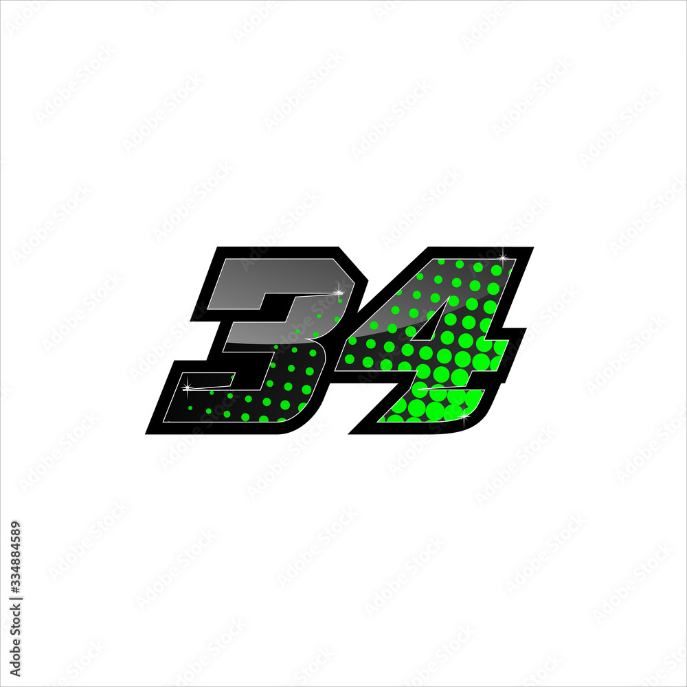 Vector Racing number 34, start racing number, sport race number with ...