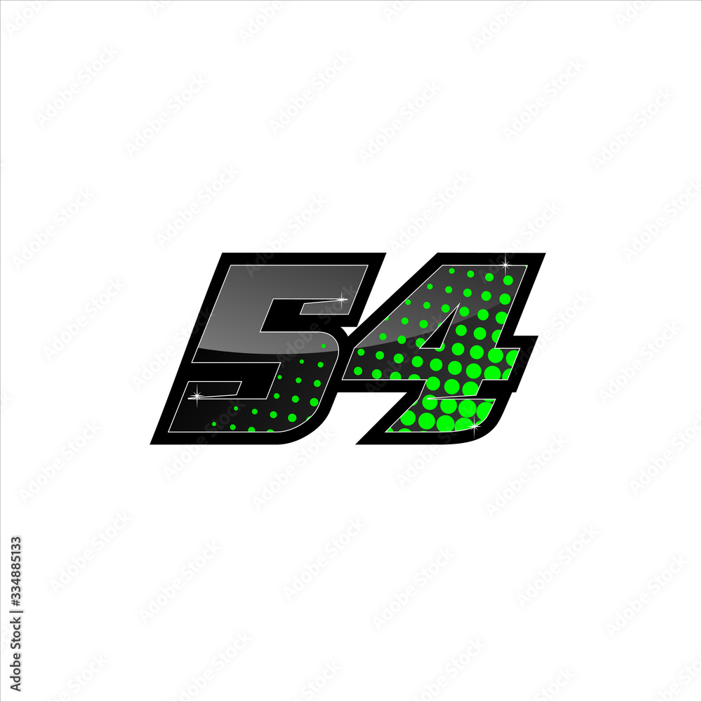Vector Racing number 54, start racing number, sport race number with ...