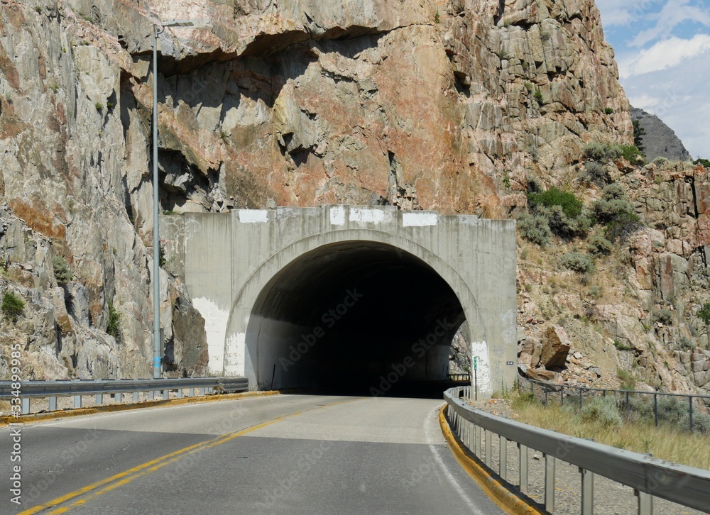 Entrance to the Shoshone Canyon tunnels next to the Buffalo Bill Dam in ...