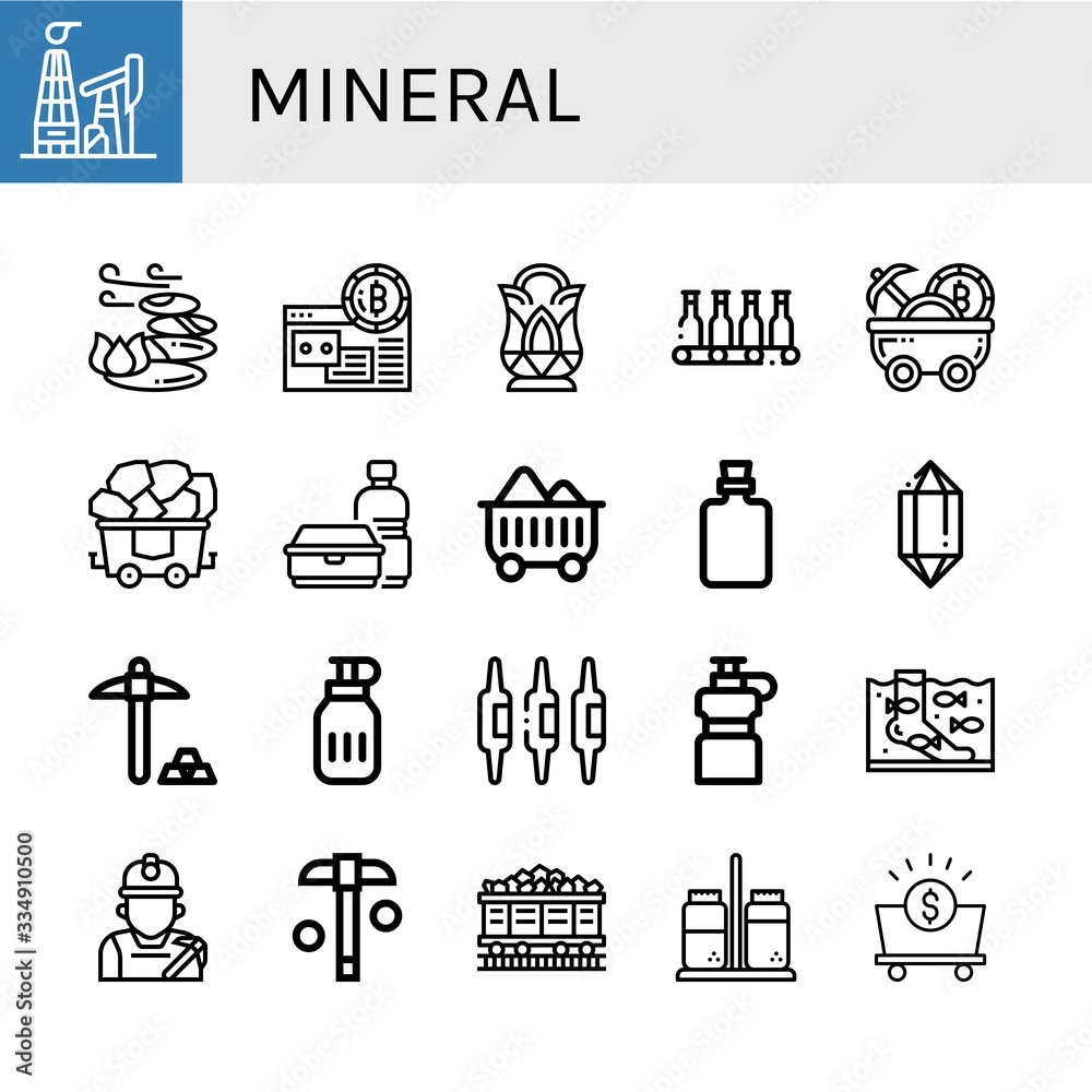 Set of mineral icons Stock Vector | Adobe Stock