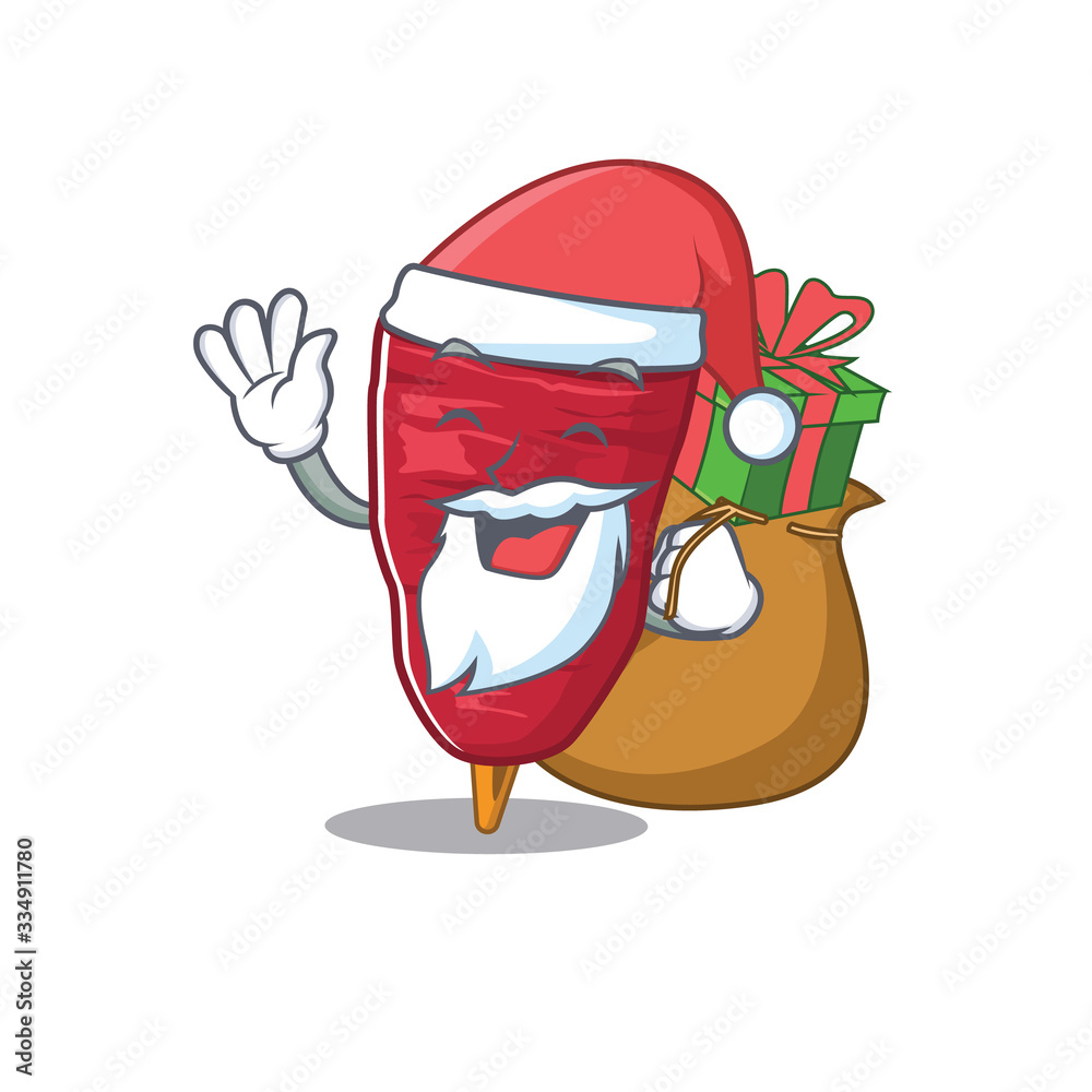 Cartoon design of doner kebab Santa with Christmas gift Stock Vector ...