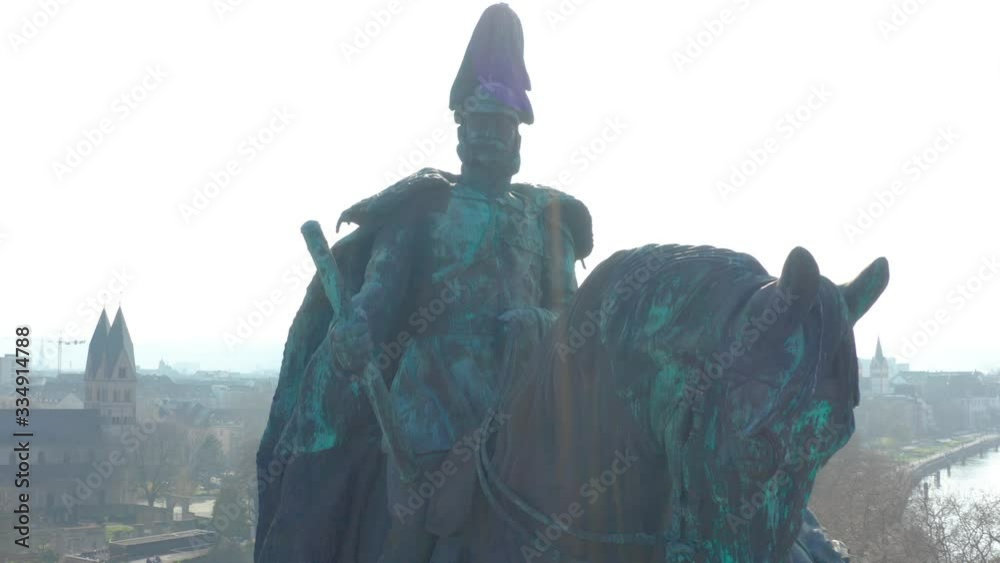 monument statue of the Kaiser Emperor Wilhelm I with koblenz in the ...
