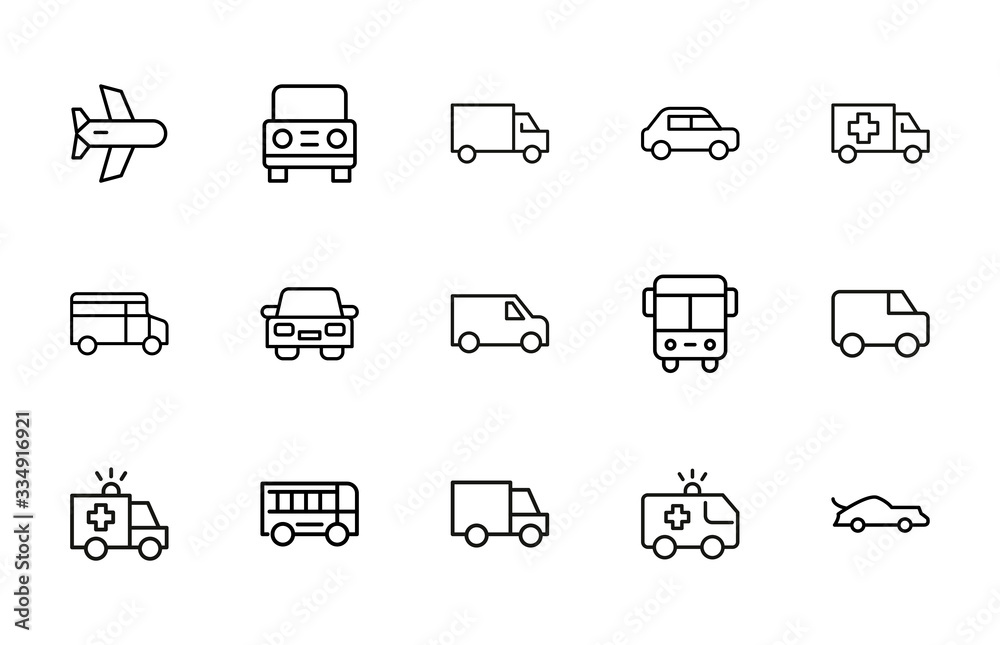 Big set of vehicles line icons. Stock Vector | Adobe Stock