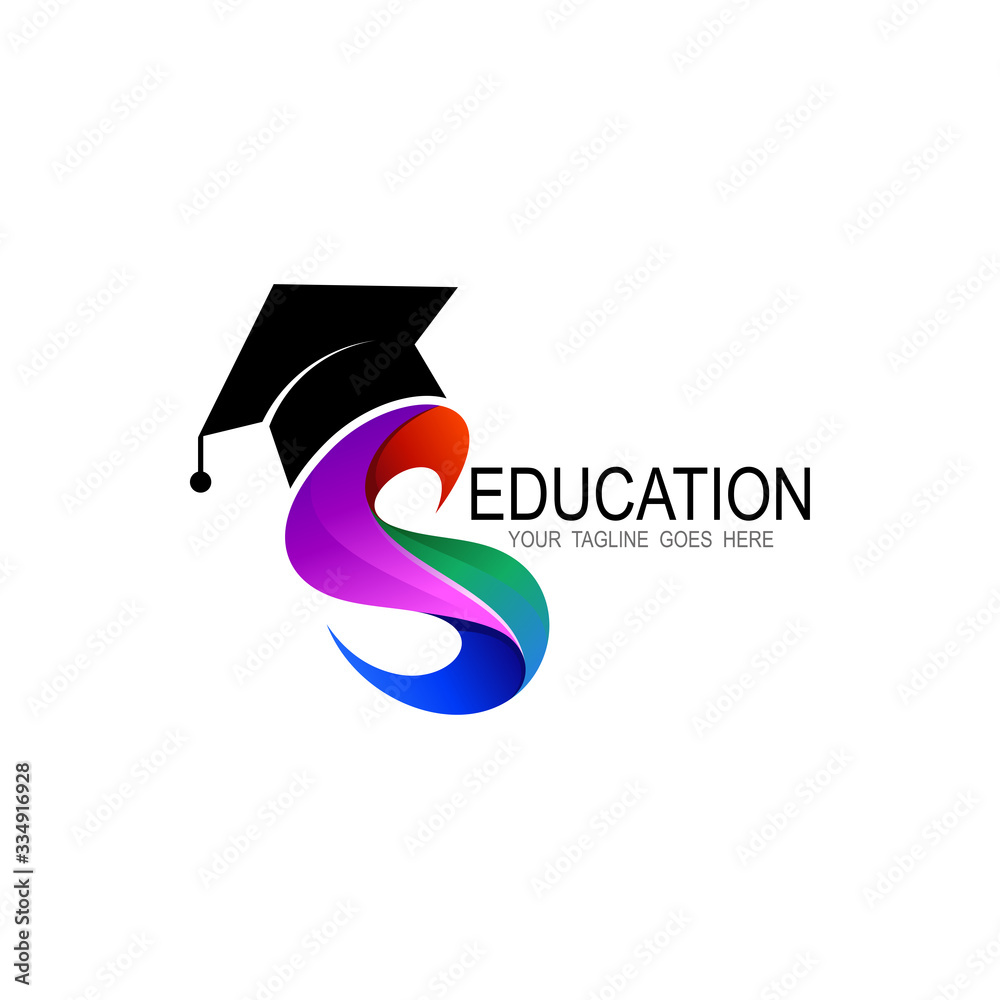 S logo with student, Letter s and toga hat in education logo design ...