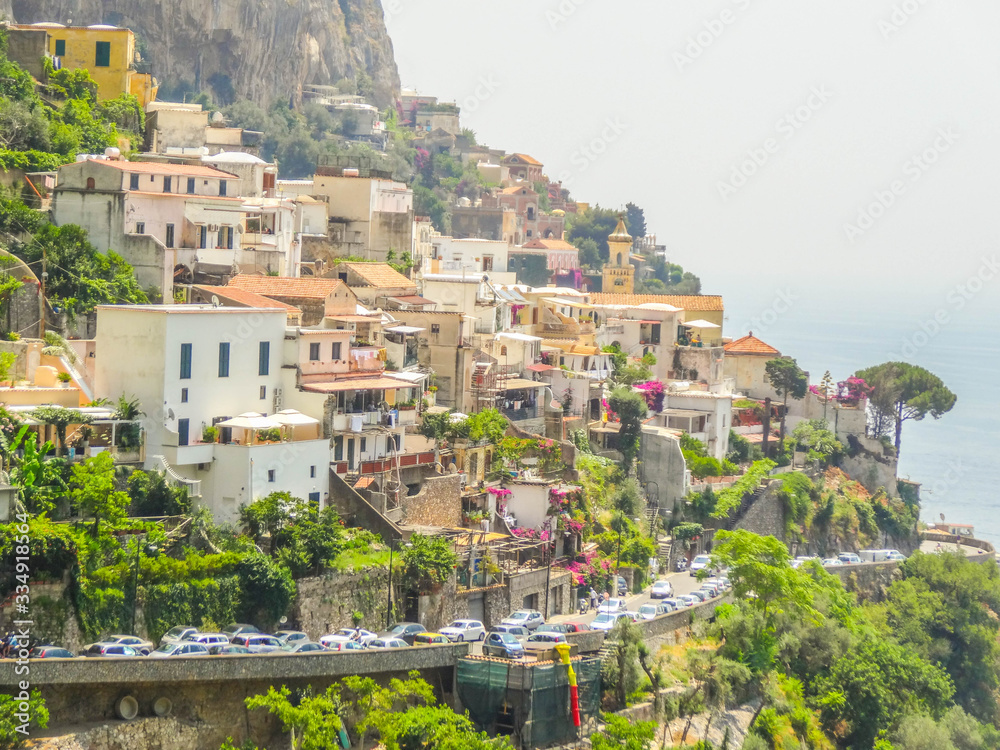 Positano Amalfiküste Italien Altstadt Panorama Sehenswürdigkeiten Stock ...
