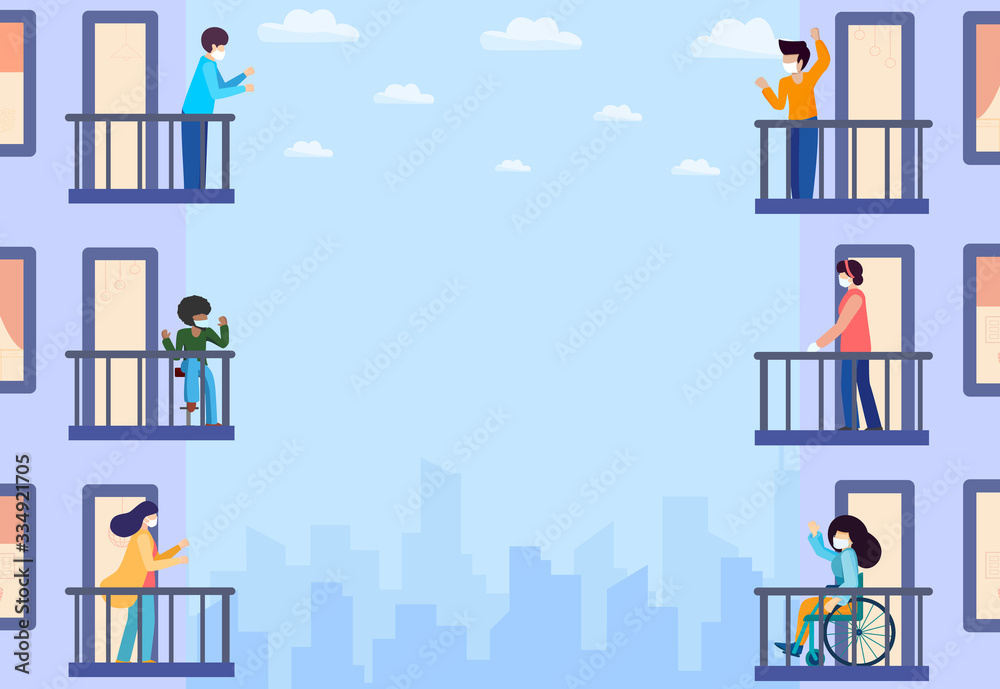 Concept of social isolation during coronavirus pandemic. People on the ...