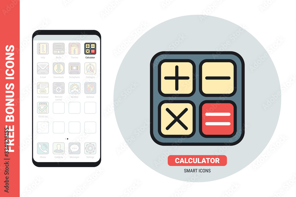 Calculator application icon for smartphone, tablet, laptop or other ...
