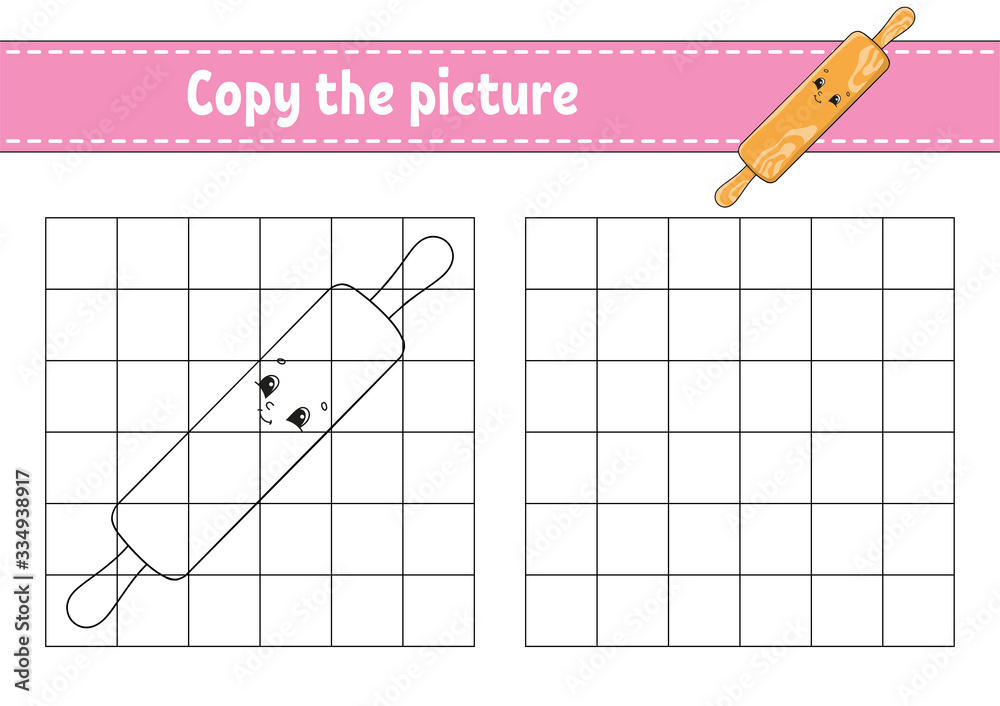 Copy the picture. Rolling pin. Coloring book pages for kids. Education ...