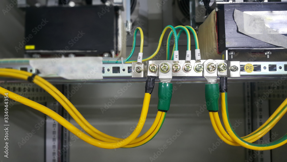 Ground wire connected to electrical equipment in industrial plants ...