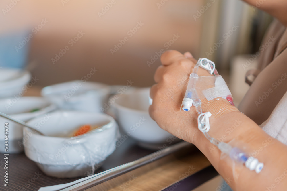 Patient Healthcare in hospital concept : Asian female patients hands ...