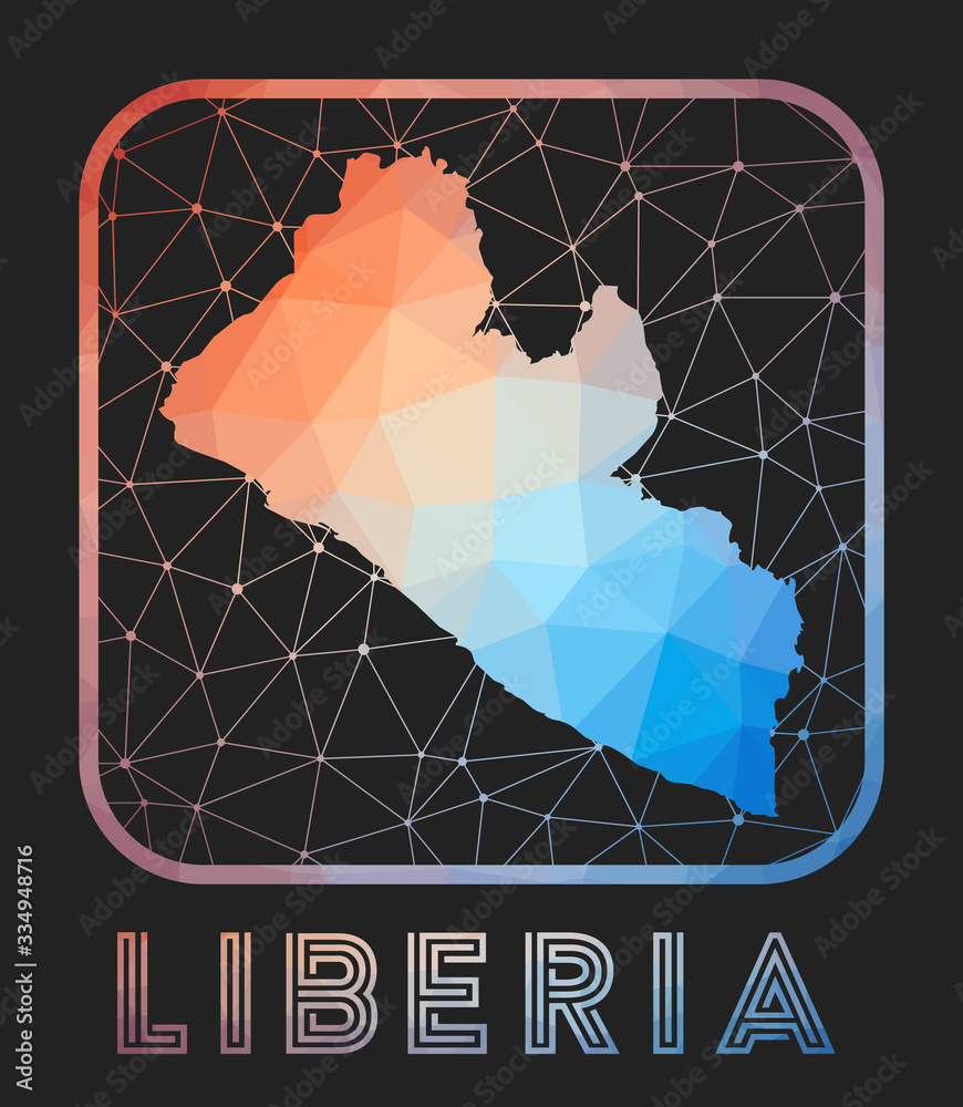 Liberia map design. Vector low poly map of the country. Liberia icon in ...
