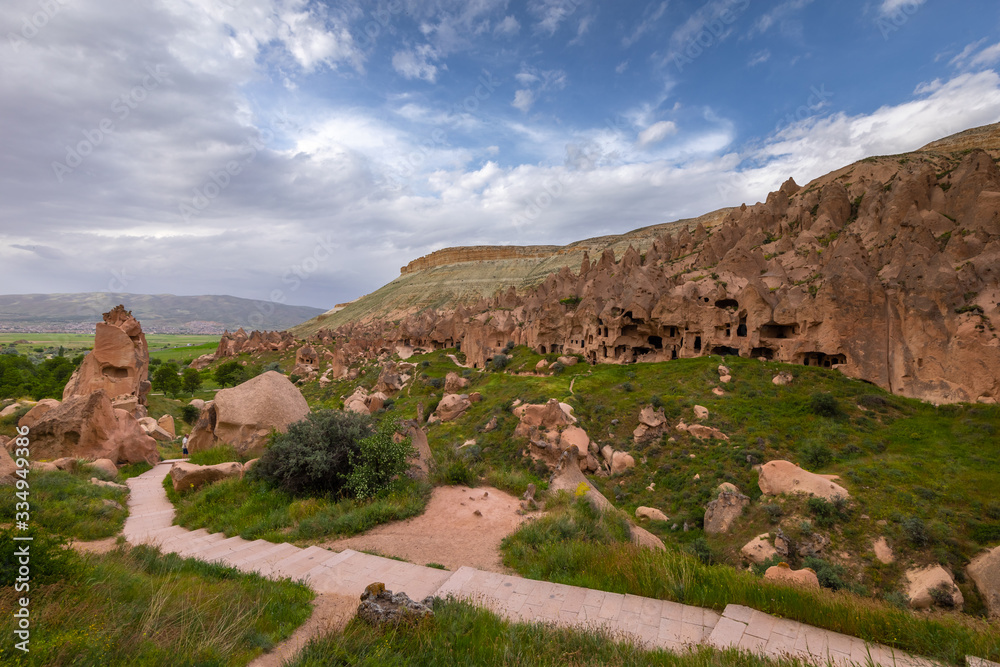 The abandoned rock carved village of Zelve, Zelve open air museum ...