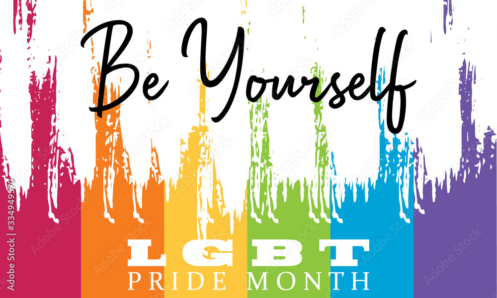 LGBT Pride Month in June. LGBT flag in text. Poster, card, banner ...