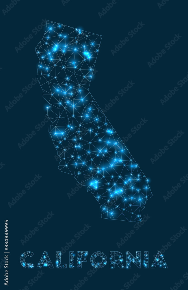 California network map. Abstract geometric map of the us state ...