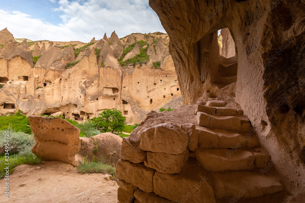 The abandoned rock carved village of Zelve, Zelve open air museum ...