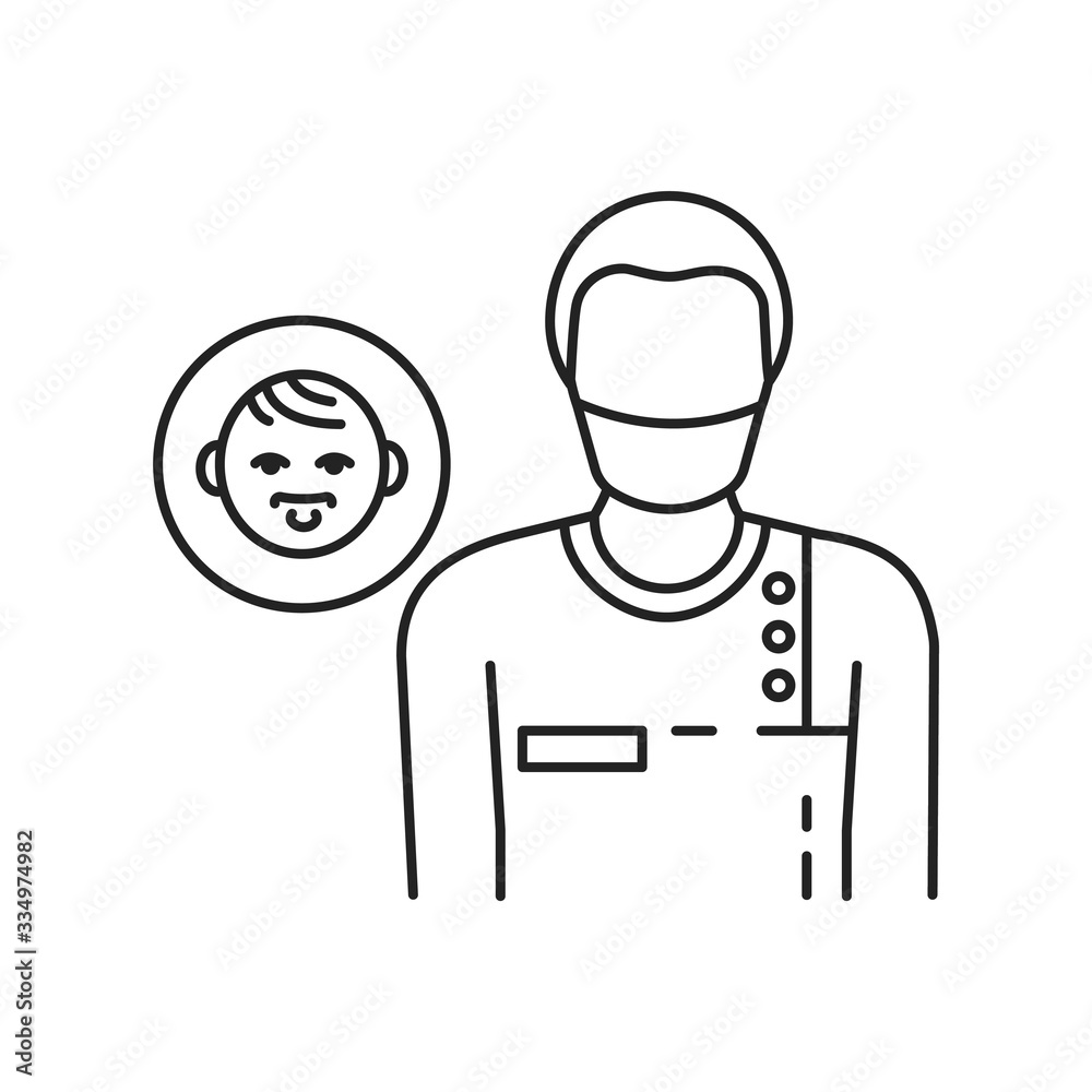 Pediatric surgeon black line icon. Doctor for children. Medical service ...