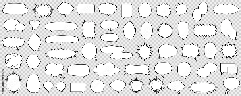 Black and white speech bubble set of various shapes Stock Vector ...