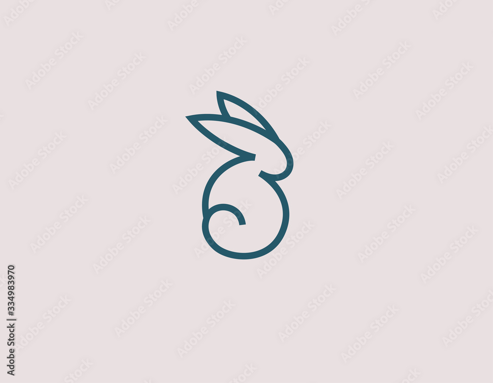 Geometric linear minimalistic logo icon hare or rabbit for your company ...