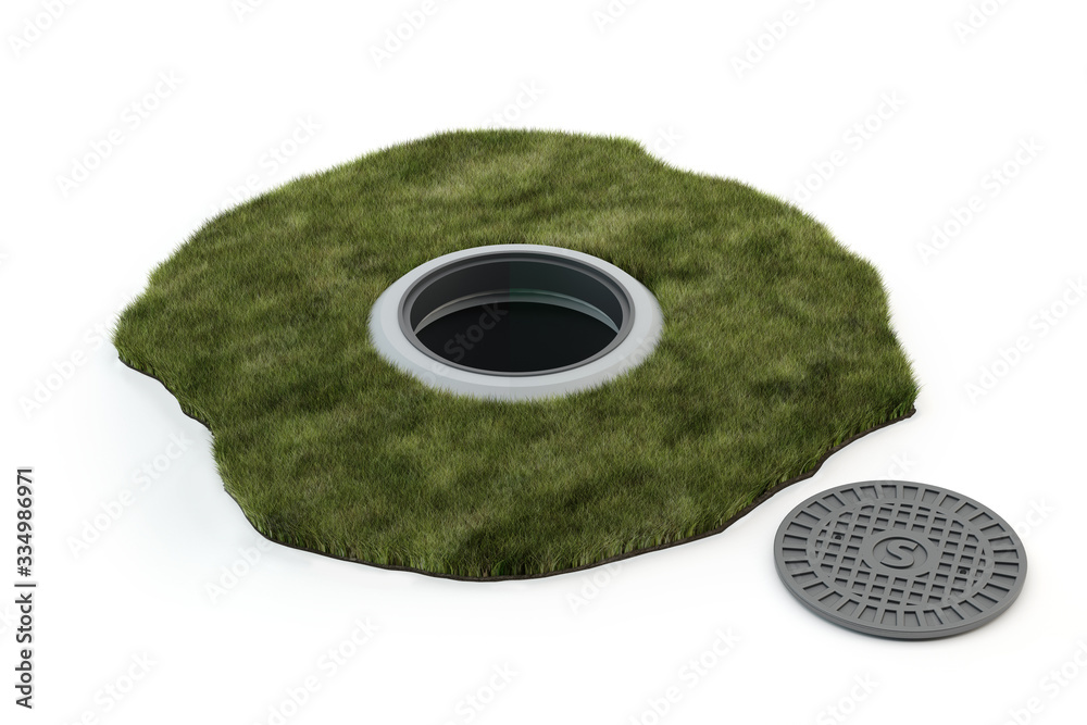 Open manhole isolated on white, 3D illustration Stock Illustration ...