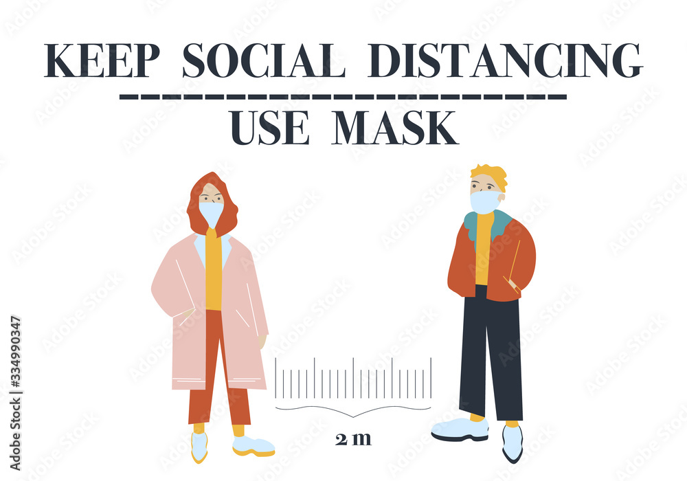 Prevention of coronavirus. Advice how stay safe: use mask, keep social ...